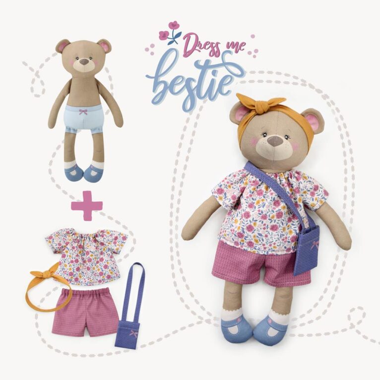 Teddy bear cut and sew doll fabric panel "BETSY BEAR" ⋆ kullaloo CA Inc.