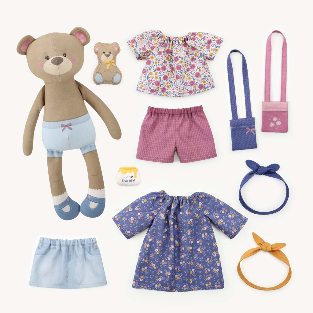 Teddy bear cut and sew doll fabric panel "BETSY BEAR" ⋆ kullaloo CA Inc.