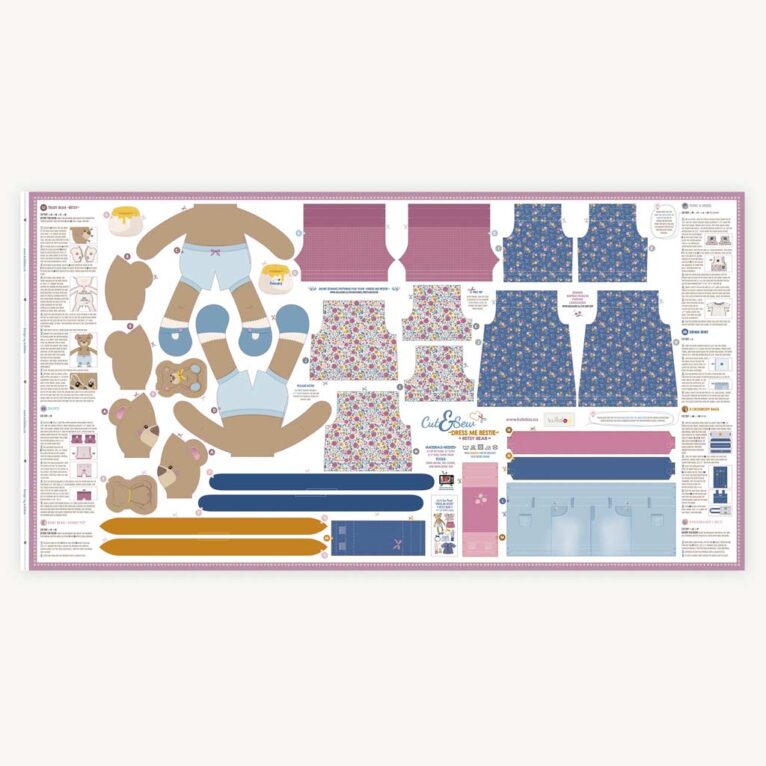 Teddy bear cut and sew doll fabric panel "BETSY BEAR" ⋆ kullaloo CA Inc.
