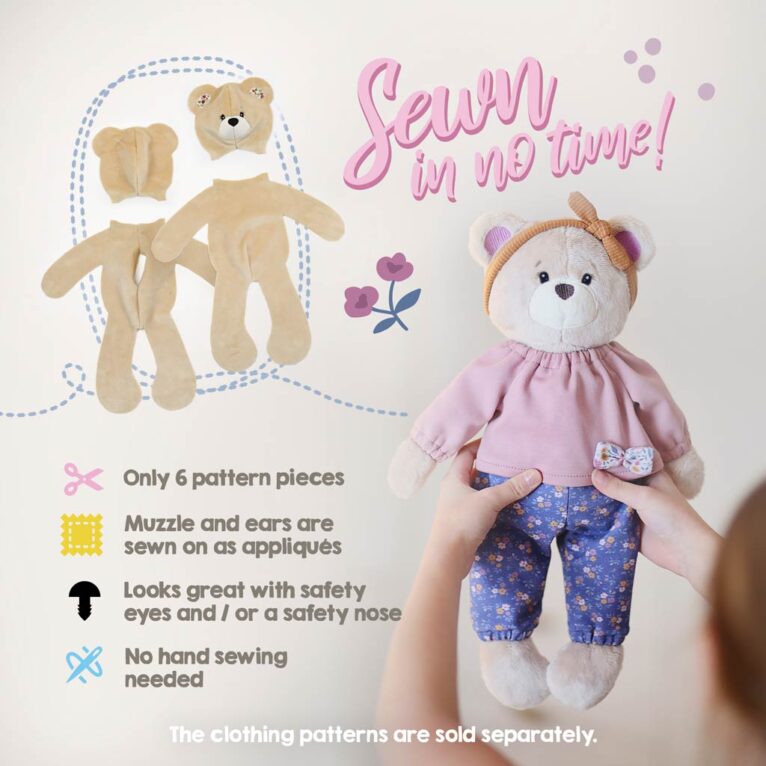 Teddy sewing pattern "BETSY BEAR" ⋆ Dress Me Bestie ⋆ kullaloo CA Inc.