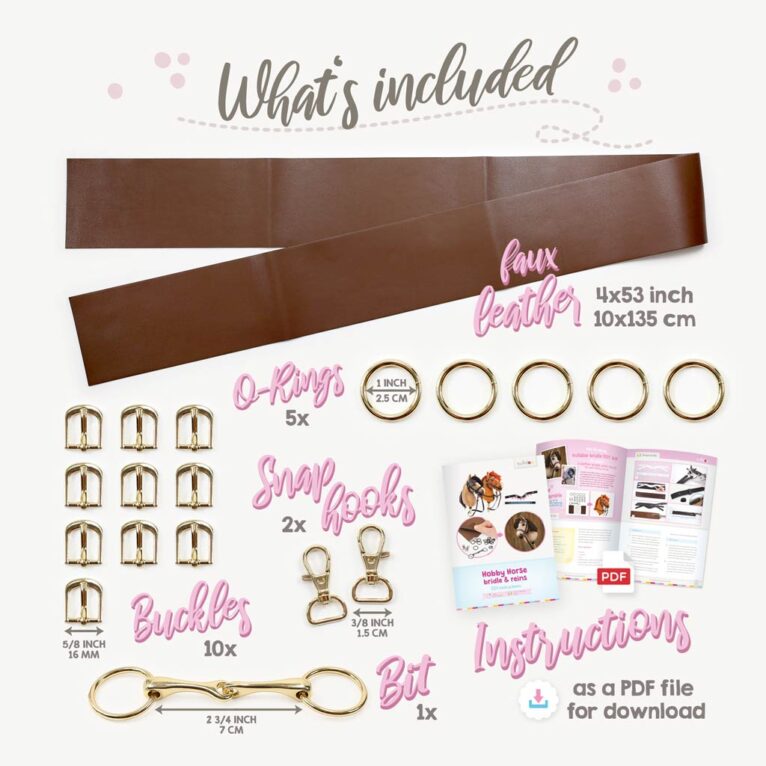 Hobby Horse DIY tack kit for brown bridle with gold metal supplies ⋆ ...
